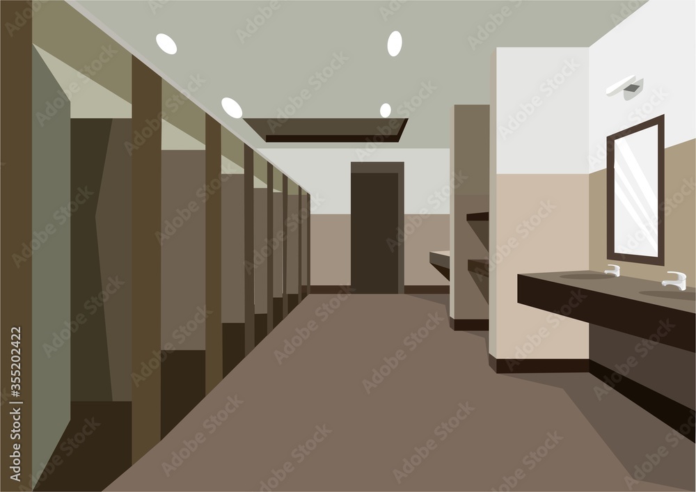 Poorly maintained public restroom illustration. Vector Illustration ...