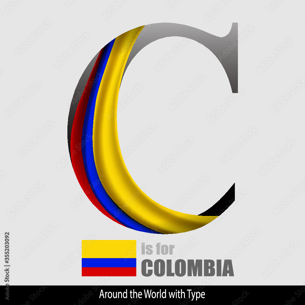 Vector Letter C is for Colombia flag. Design Matches Letters Of The ...