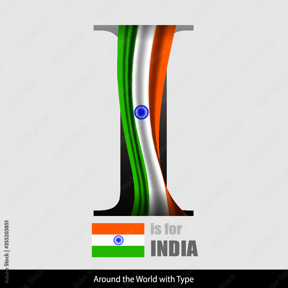 Vector Letter I is for India flag. Design Matches Letters Of The ...