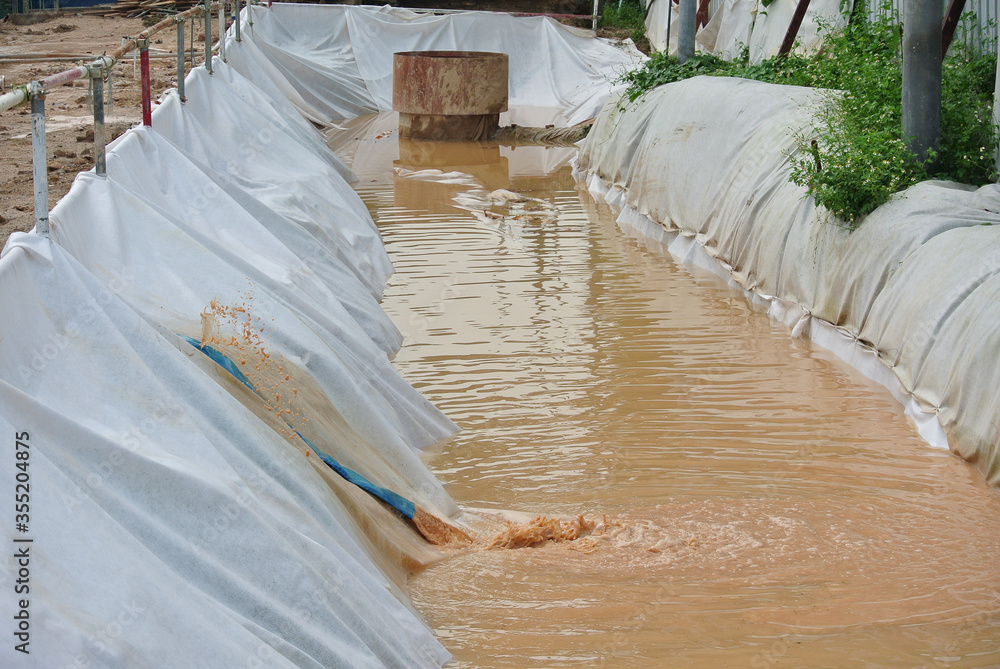 MALACCA, MALAYSIA -OCTOBER 26, 2015: Check dam or silt trap at the ...
