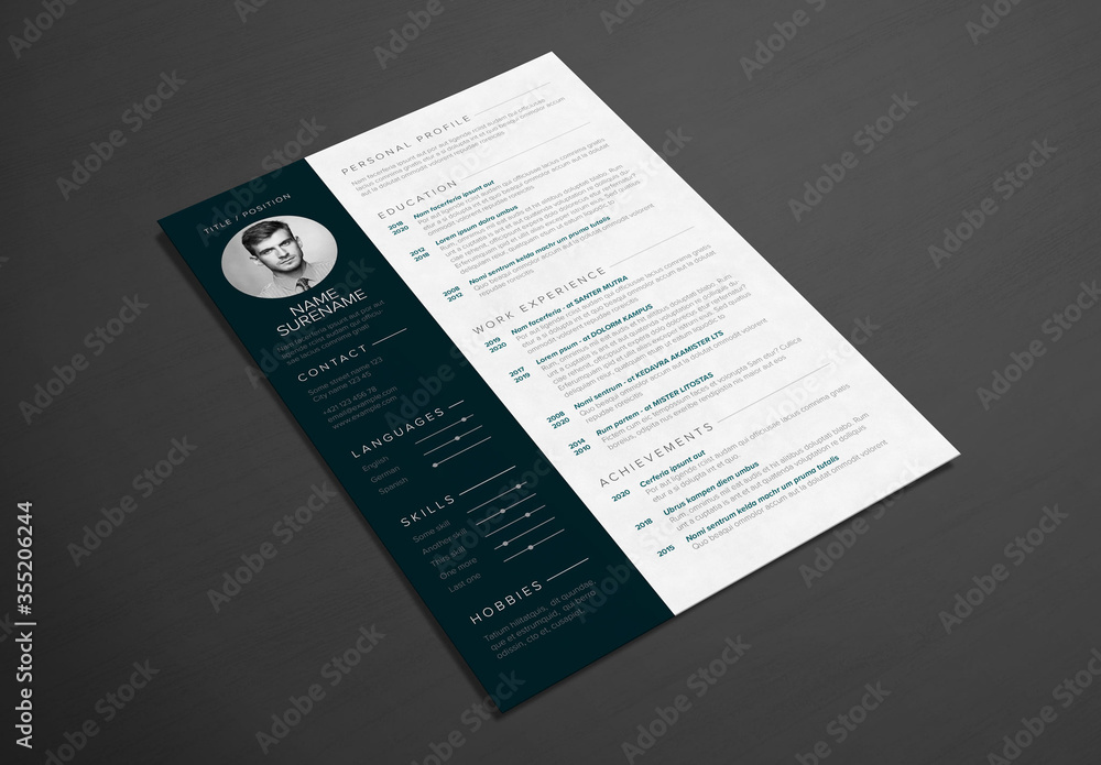 Minimalist Resume Layout Stock Template | Adobe Stock