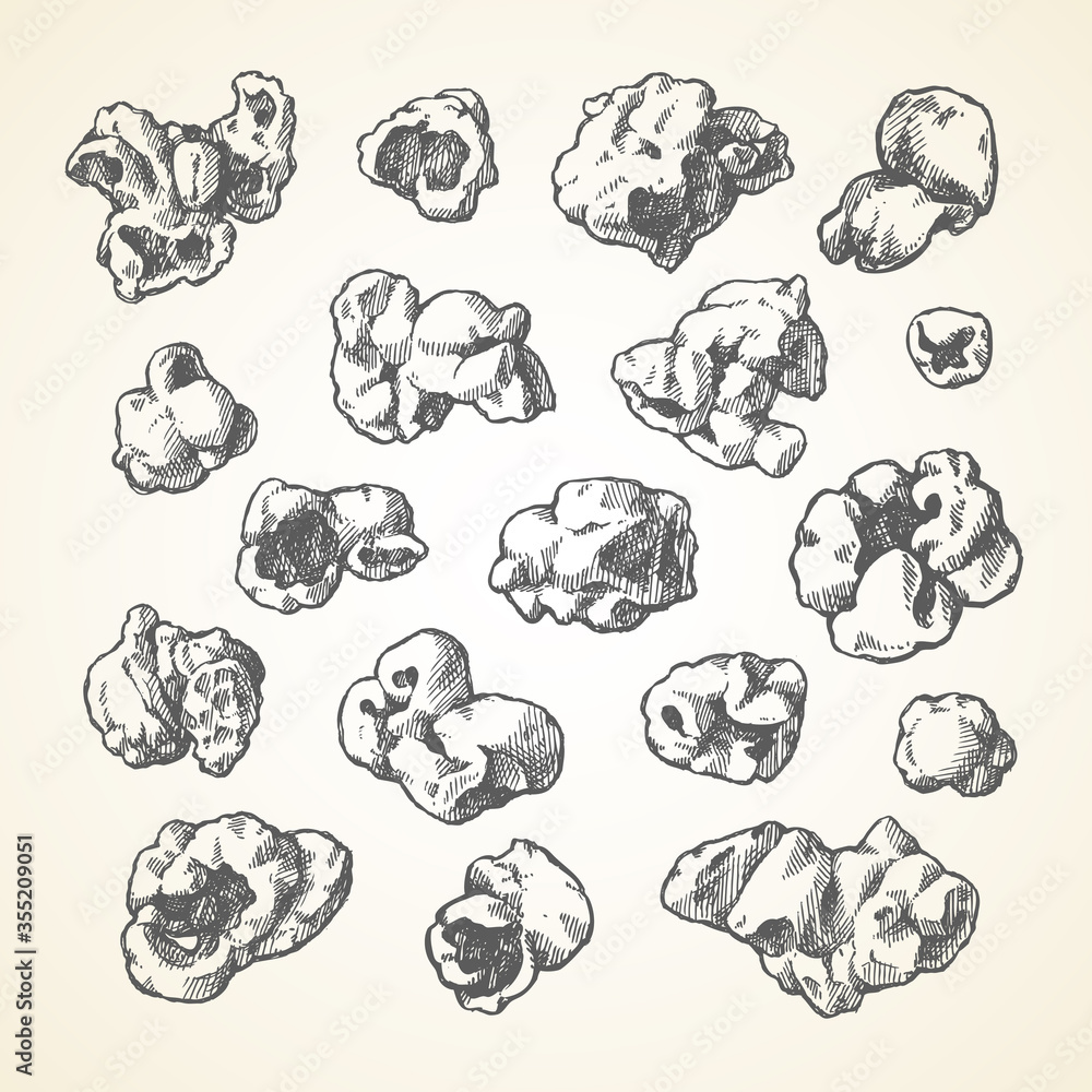Set popcorn sketch vector illustration Stock Vector | Adobe Stock