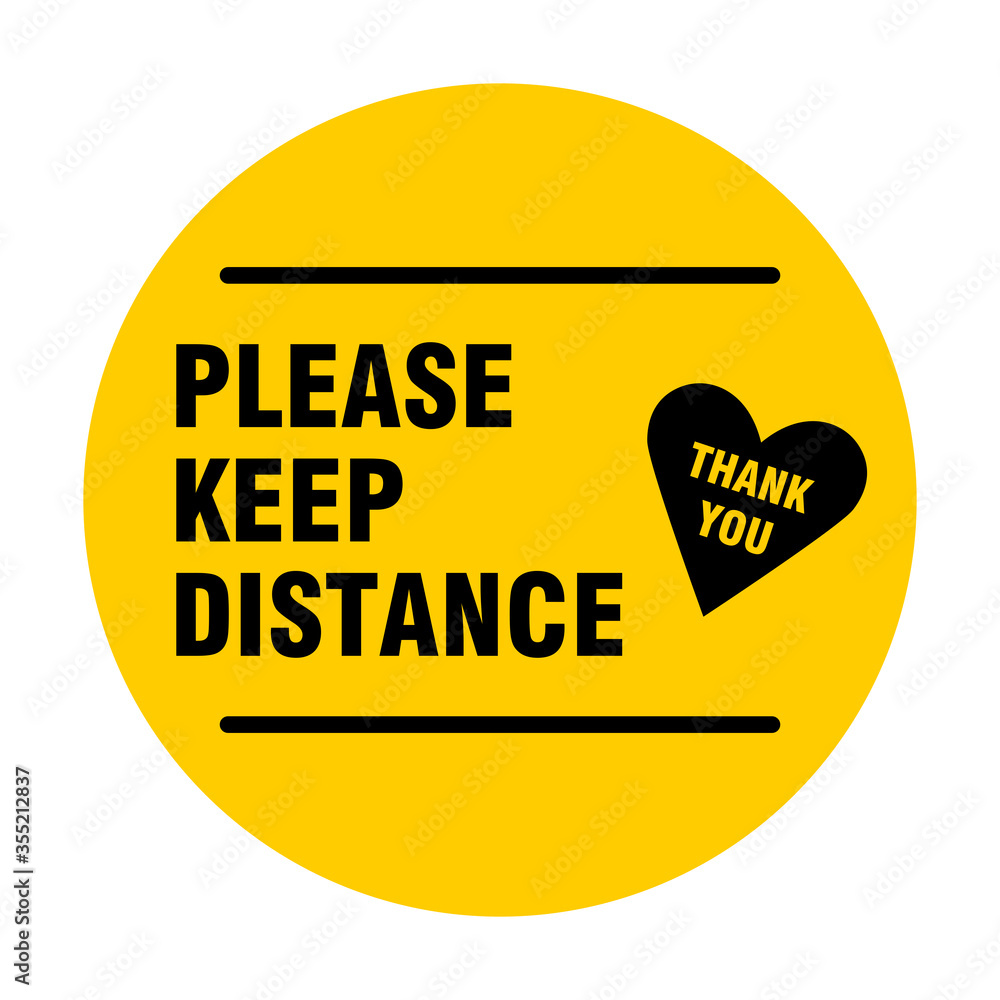 Please Keep Distance Thank You Round Social Distancing Badge or Floor ...