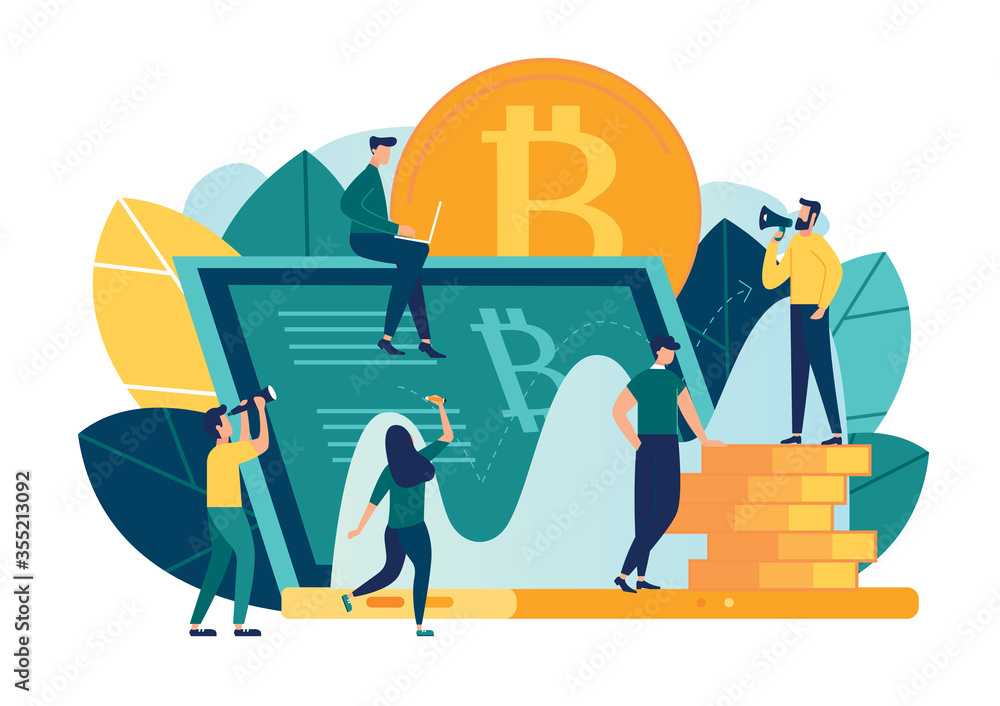 Vector illustration, flat style, business strategy concept, data and ...