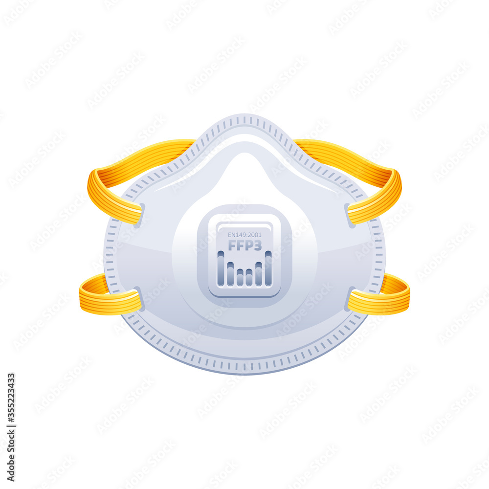 Respirator FFP3 icon. PPE surgical mask vector illustration. Corona ...