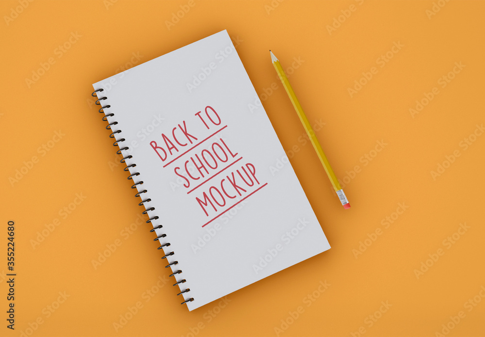 Back to School on Spiral Notebook Mockup Stock Template | Adobe Stock