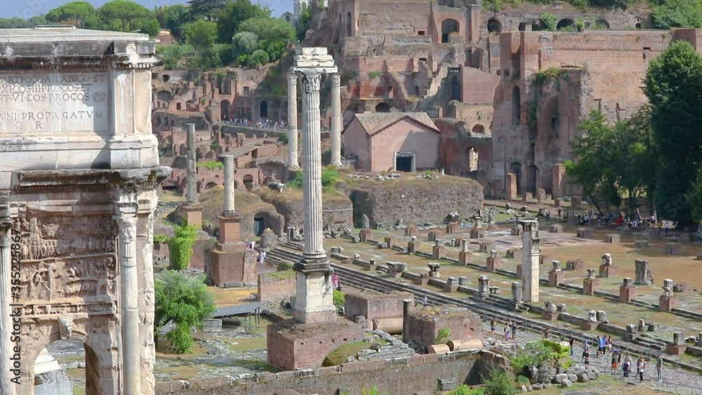 Basilica Julia at the Roman Forum in Rome. The ruins of ancient Rome ...
