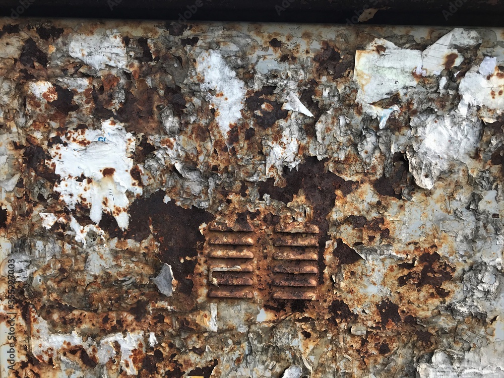 background texture iron box for transformer rusted from rain and with ...