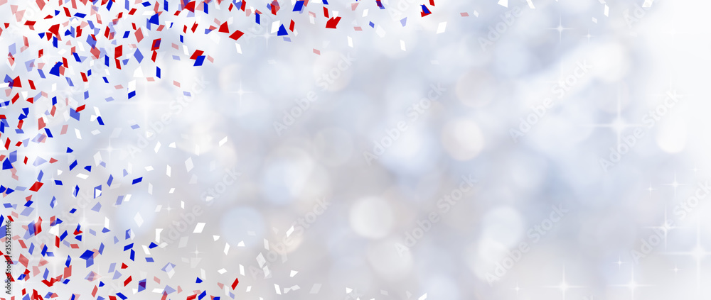 abstract blur silver background with blue and red confetti color for ...