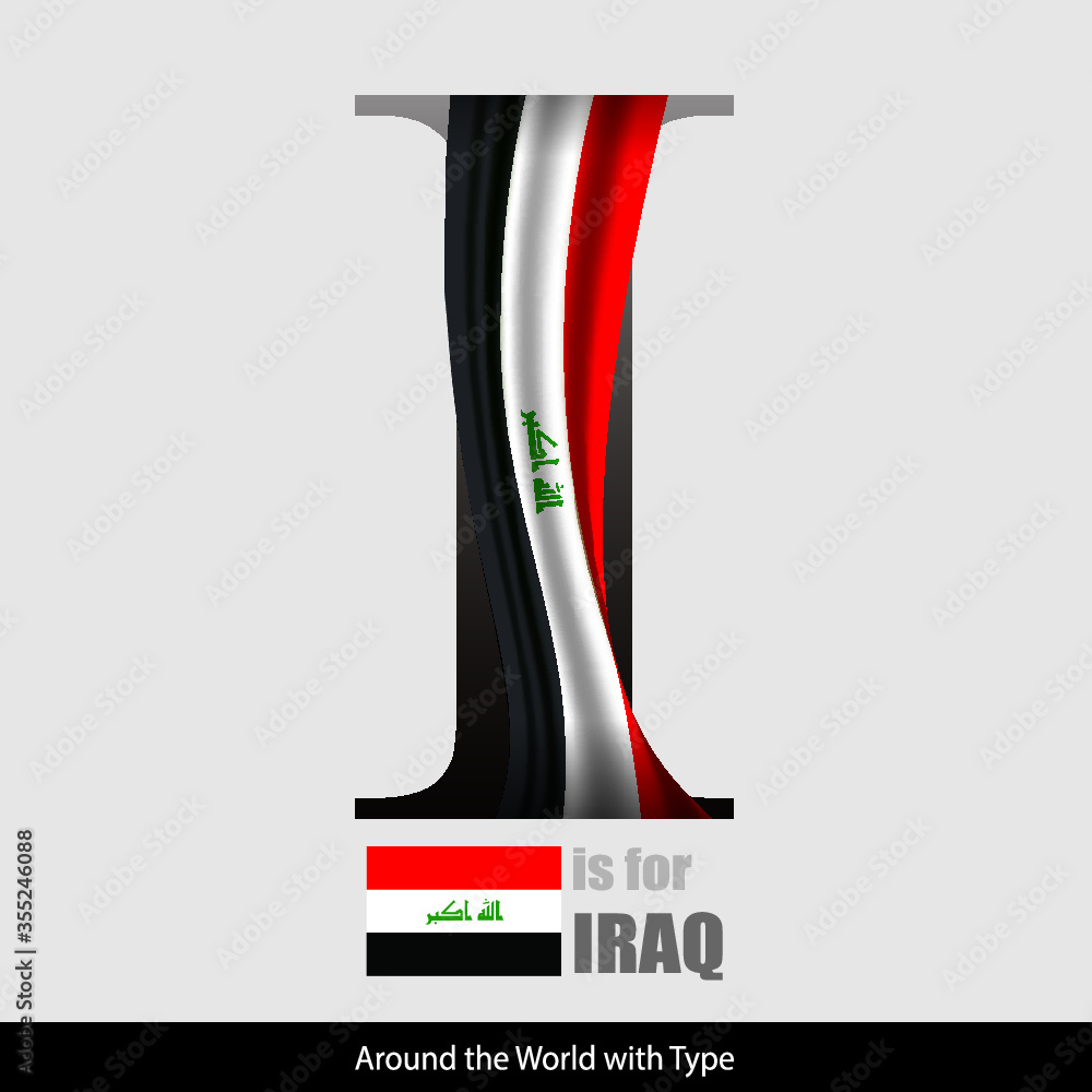 Vector Letter I is for Iraq flag. Design Matches Letters Of The ...