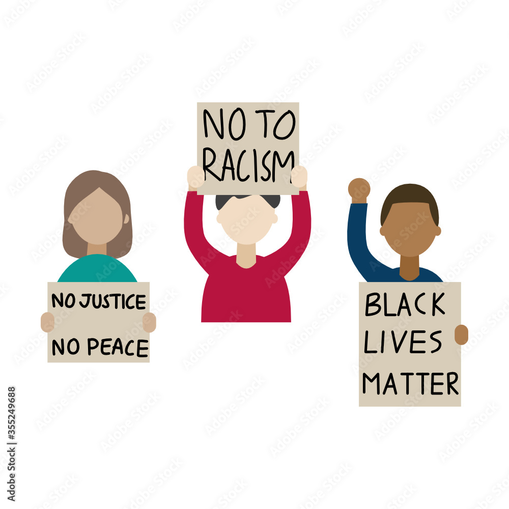 anti Racism protester, people hold anti racism banner, black lives ...