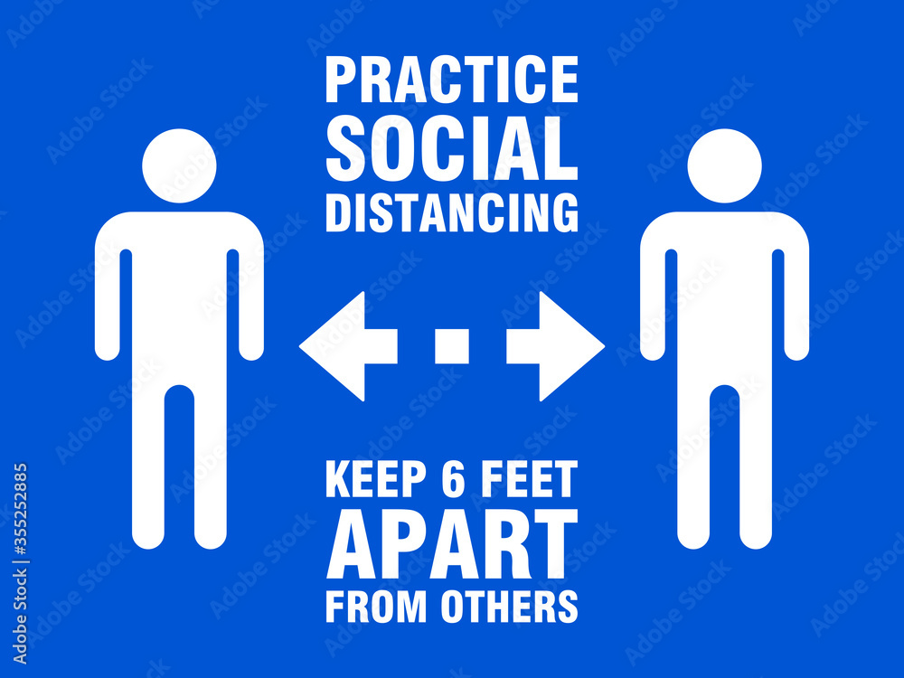 Practice Social Distancing Keep 6 Feet Apart From Others Horizontal