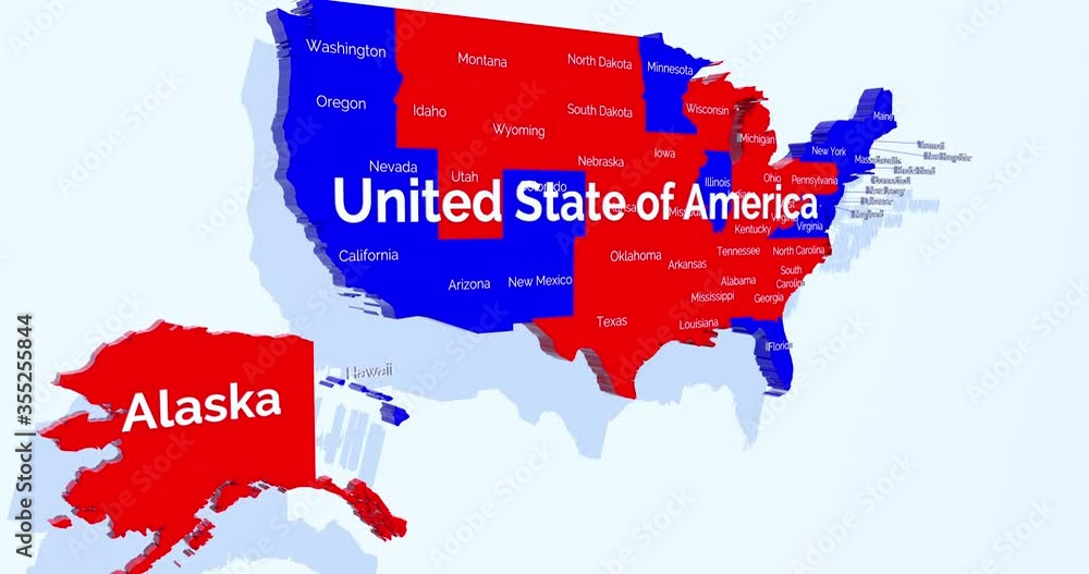 USA map showing potential Election victory for democrats 2020. 3D map ...