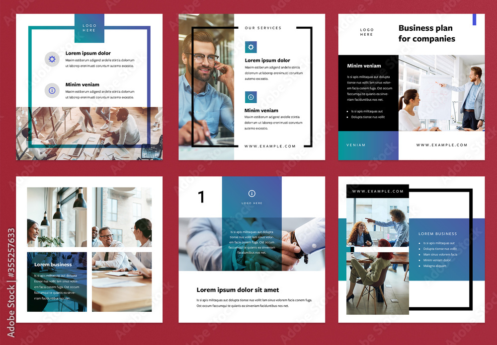 Modern Business Social Media Layout Set Stock Template | Adobe Stock
