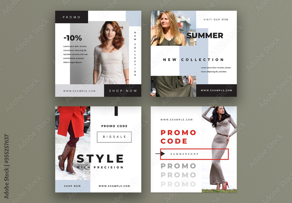 Modern Social Media Post Layouts with Photo Placeholders Stock Template ...