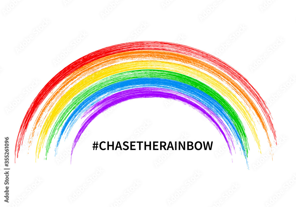 Chase the rainbow inspirational quote vector illustration. Brush stroke ...