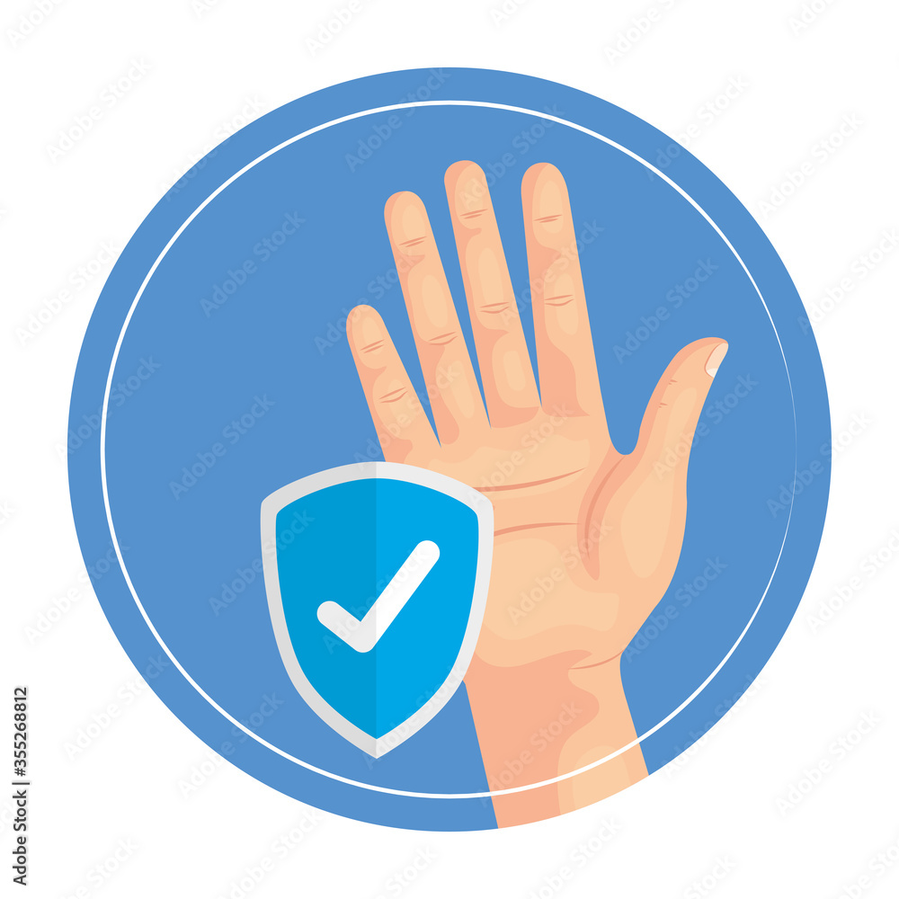 Hand with check mark shield vector design Stock Vector | Adobe Stock