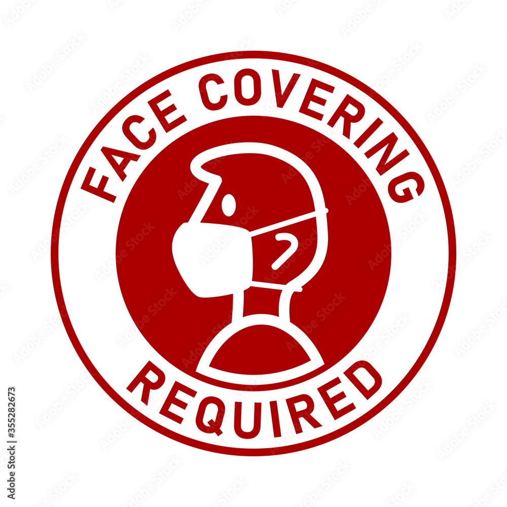 Face Covering Required or No Face Mask No Entry Round Badge Sticker ...