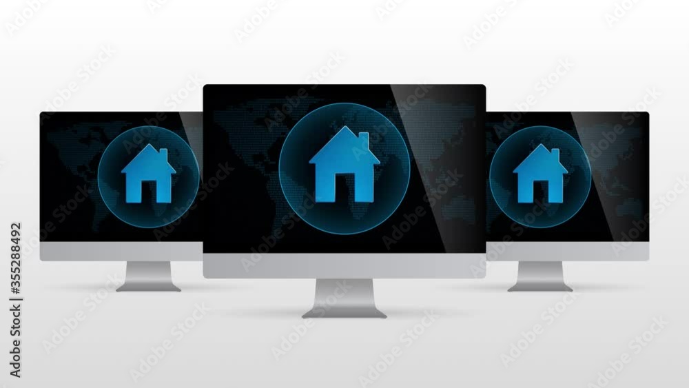 Vídeo do Stock: Digital world desktop device with intelligent house ...