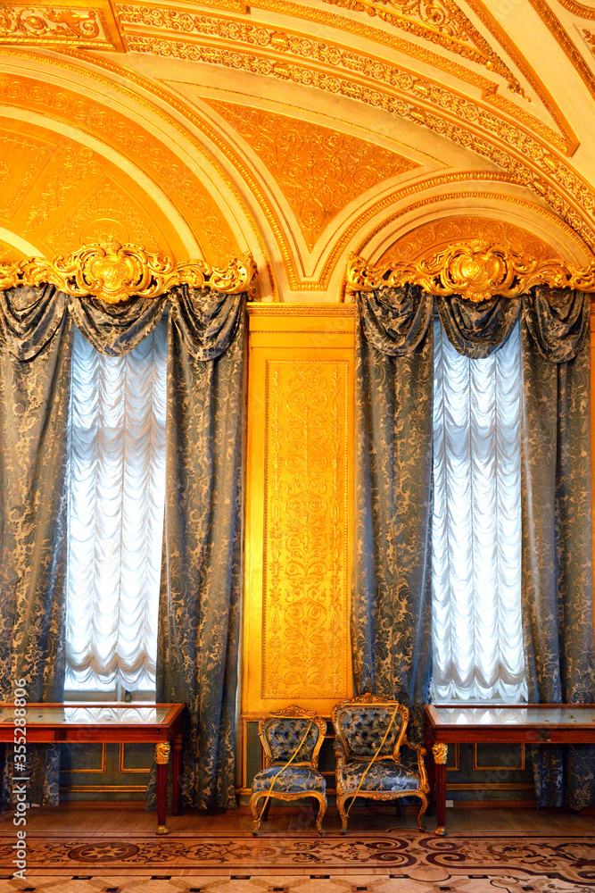 Gold Drawing Room of Winter Palace was one of rooms reconstructed ...