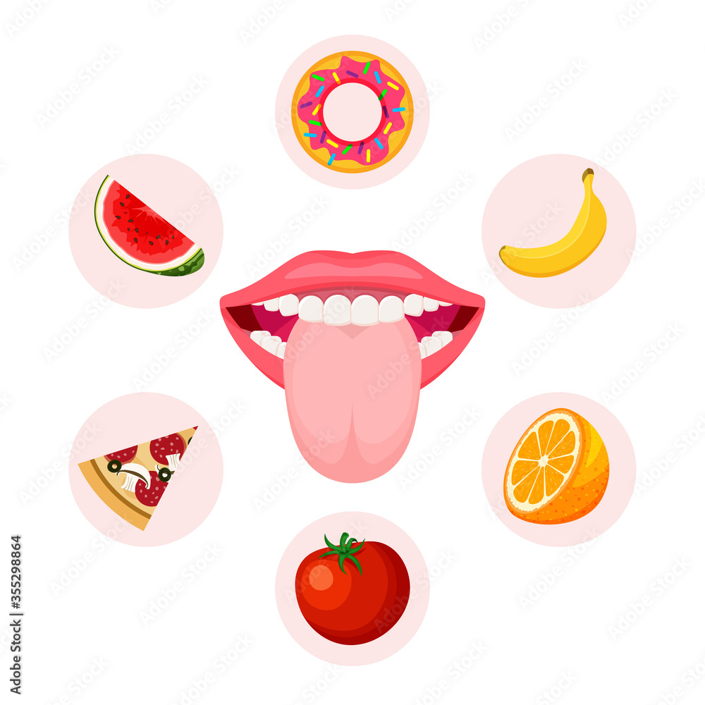 Sense organs. Taste. Educational anatomy visual aid poster template ...