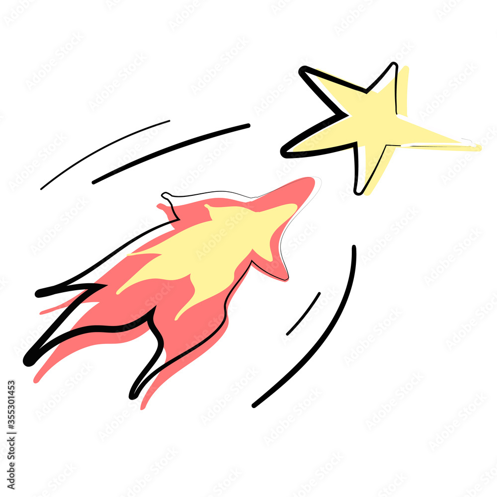 Stock vector illustration of colorful comet in cartoon style. Comet ...