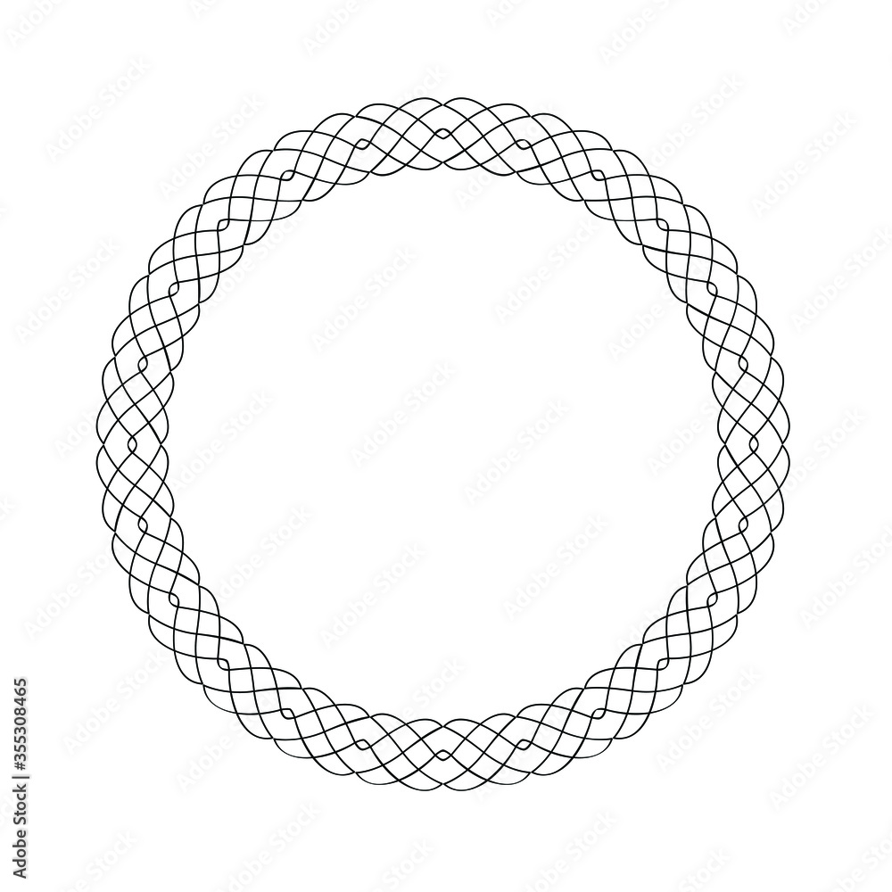 Vintage round border frame isolated on white background, thin line ...
