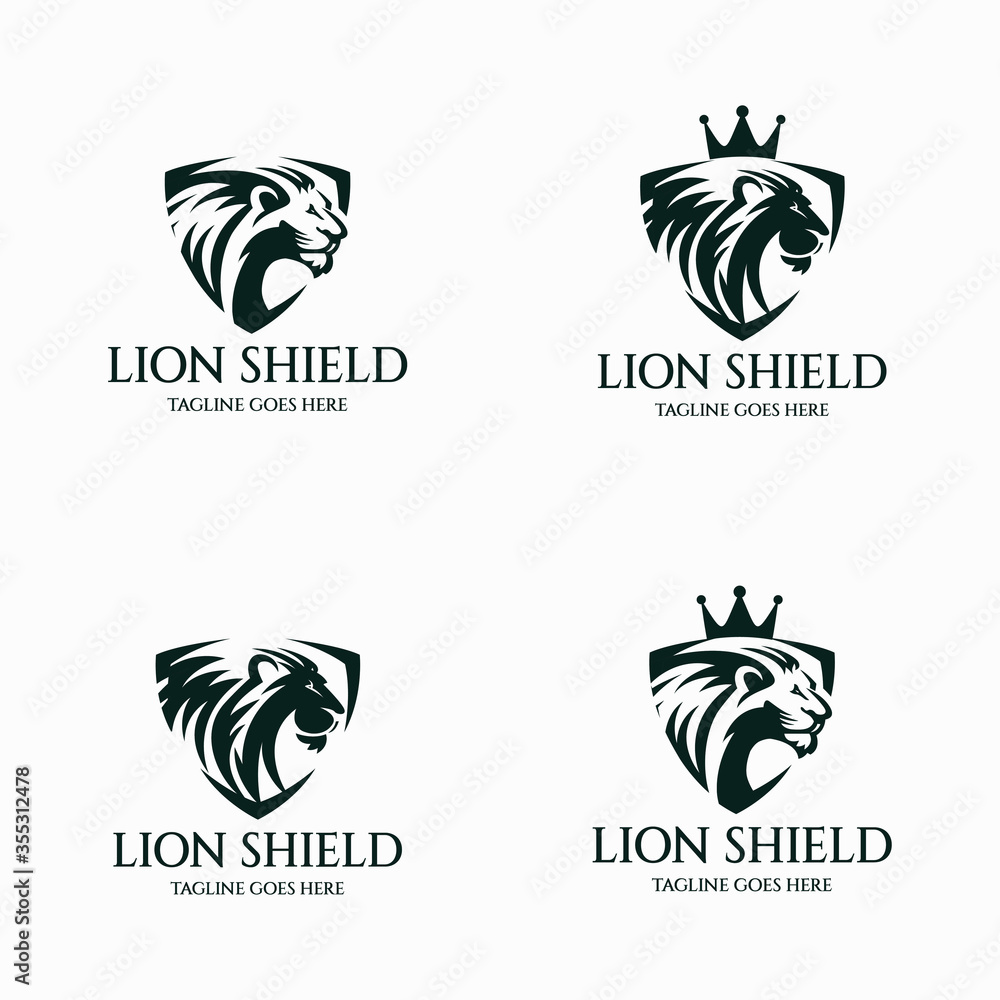 Lion shield logo design template. Lion king logo. Vector illustration ...