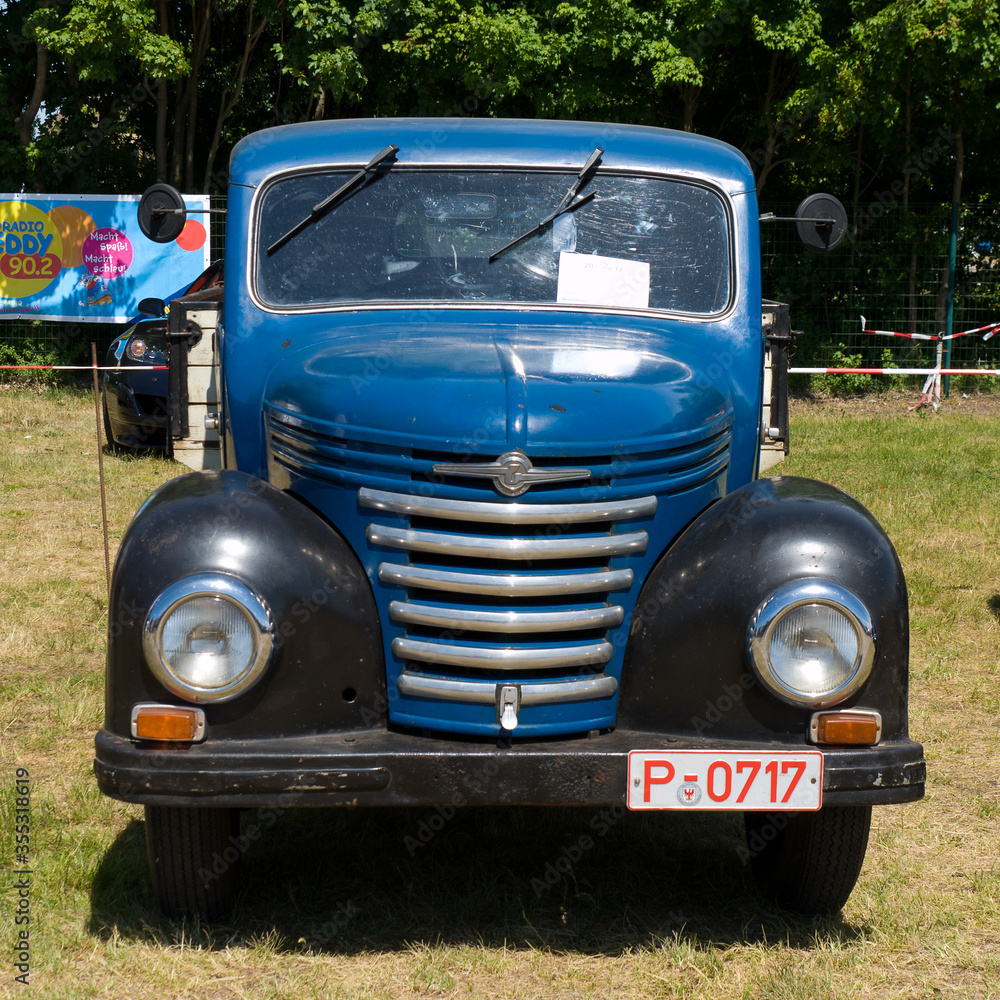 PAAREN IM GLIEN, GERMANY - MAY 26: Small truck Barkas Framo, "The oldtimer show" in MAFZ, May 26 ...