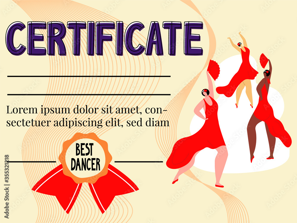 Vector flat illustration layout, certificate template, diploma for ...