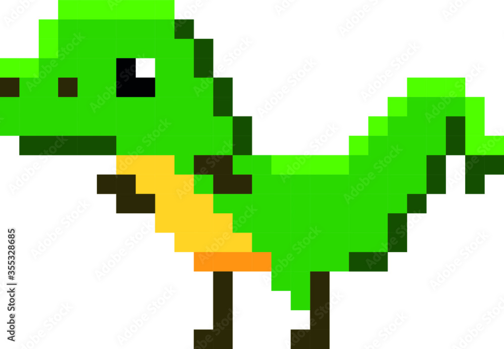Cute Dinosaur Character Pixel Art Isolated Game Asset Vector Work ...