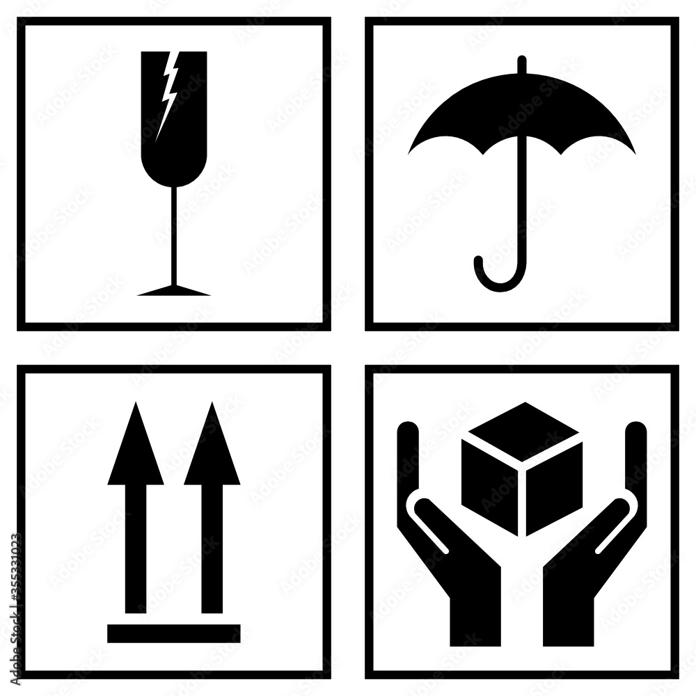 Fragile symbol vector set isolated on white background Stock Vector ...