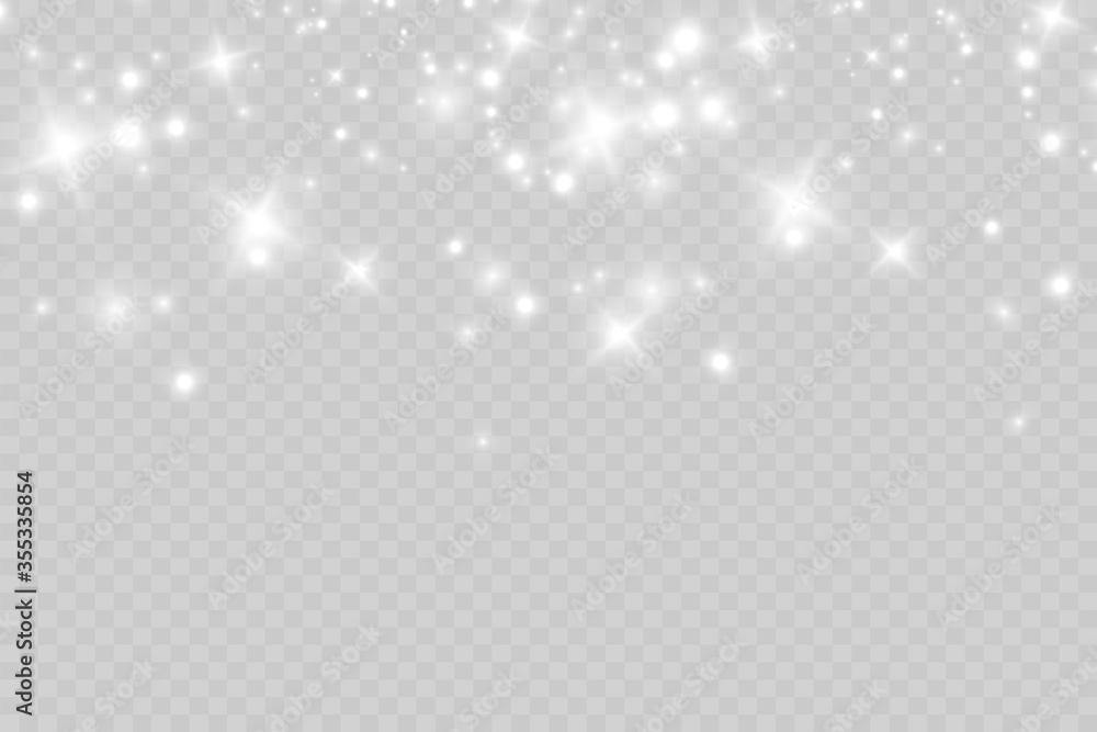 Light effect of dust. Golden stars shine with a special light. The ...