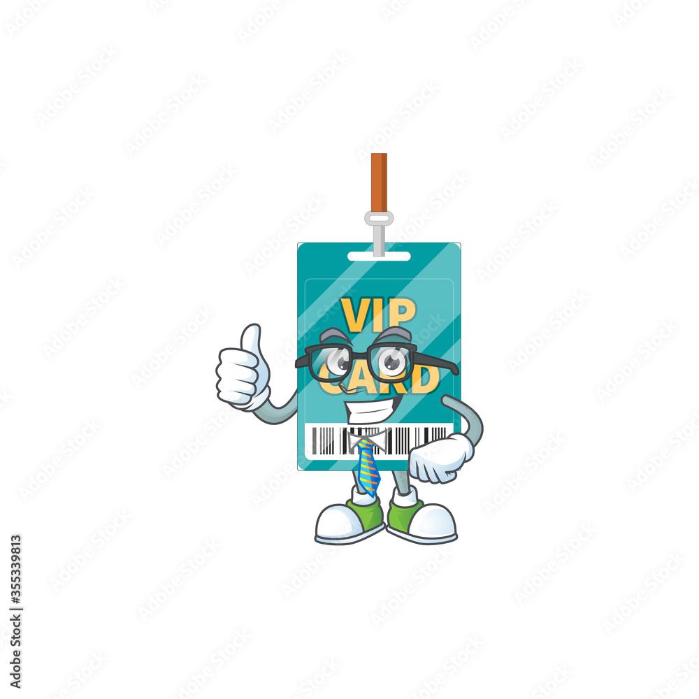 cartoon drawing concept of VIP pass card as a successful businessman ...