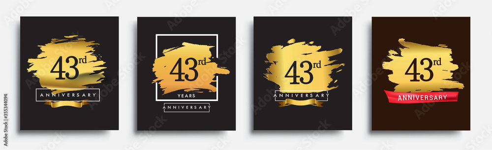 Set of Anniversary logo, 43rd anniversary template design on golden ...