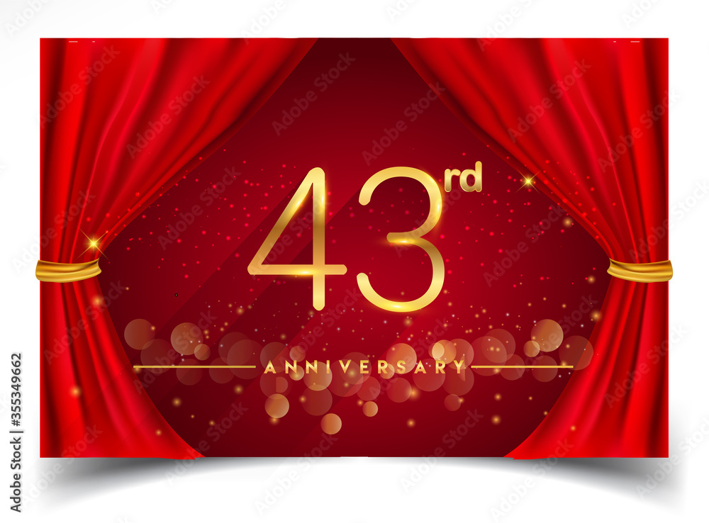 43rd years golden anniversary logo with glowing golden colors isolated ...