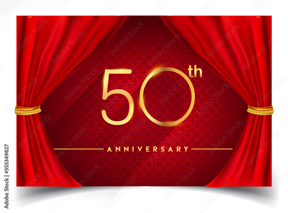 50th years golden anniversary logo with glowing golden colors isolated ...