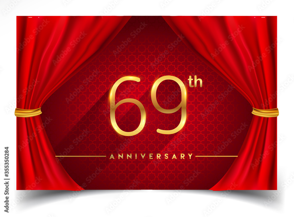 69th years golden anniversary logo with glowing golden colors isolated ...