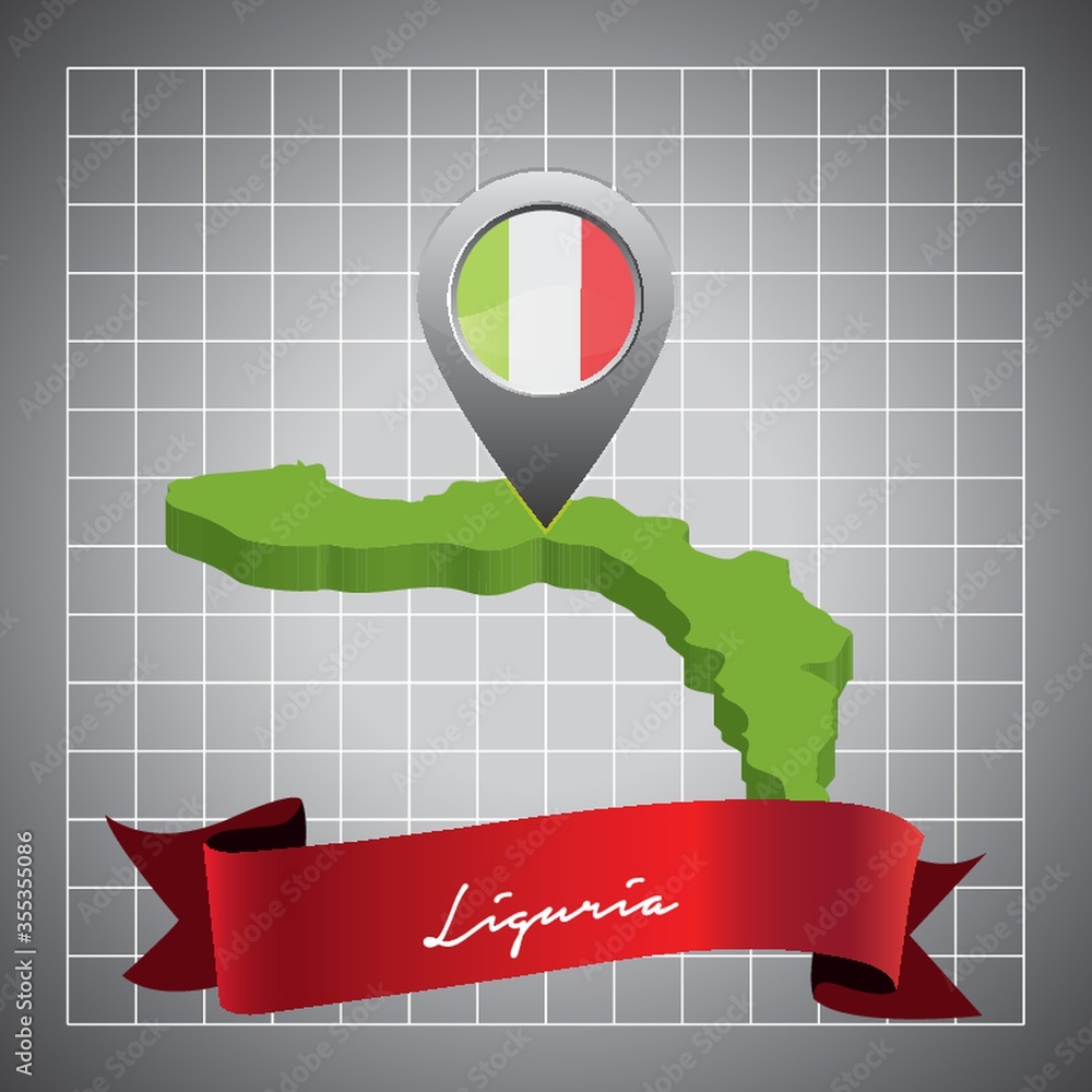 liguria map with map pointer Stock Vector | Adobe Stock