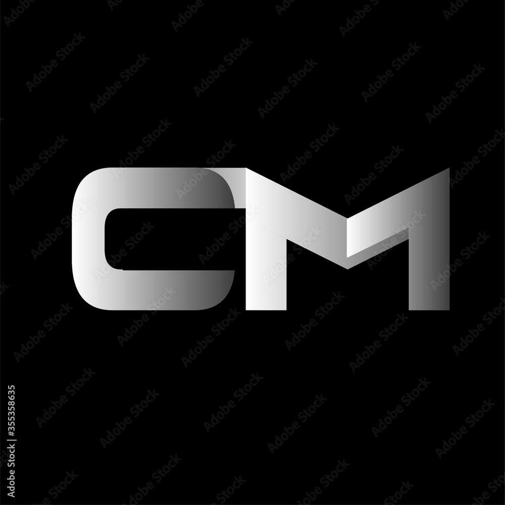 Initial letter CM uppercase modern and simple logo linked white colored ...