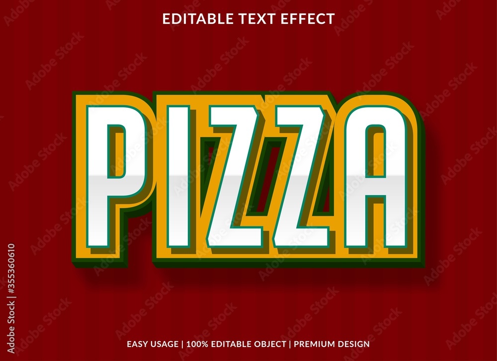 pizza text effect template with 3d style and vintage font concept use ...