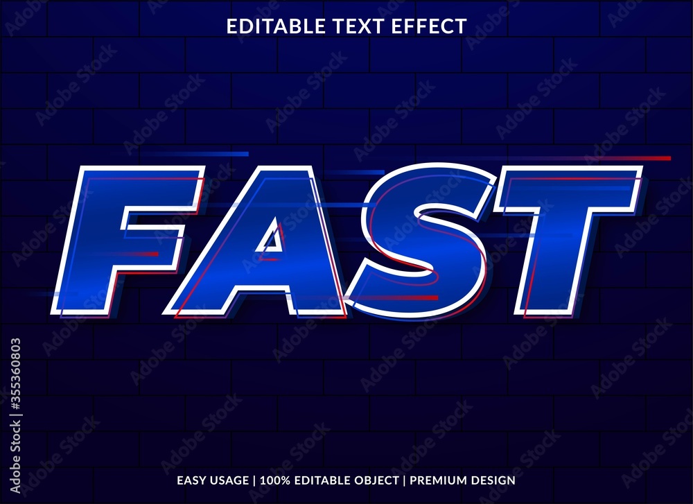 fast text effect template with 3d style and bold font concept use for ...