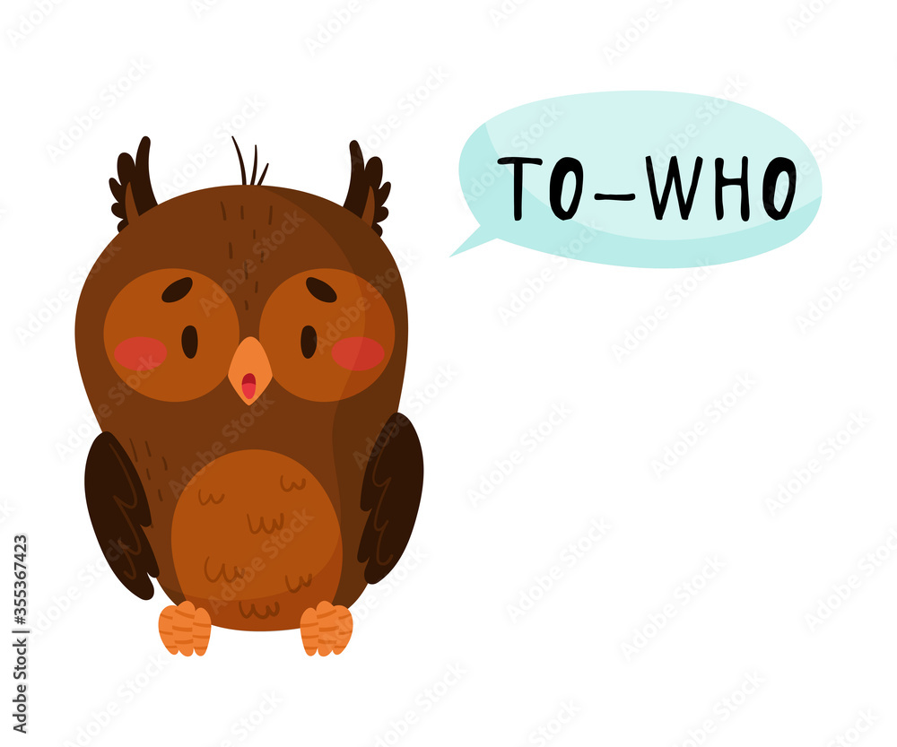 Owl with Open Mouth Making Whoo Sound Isolated on White Background ...