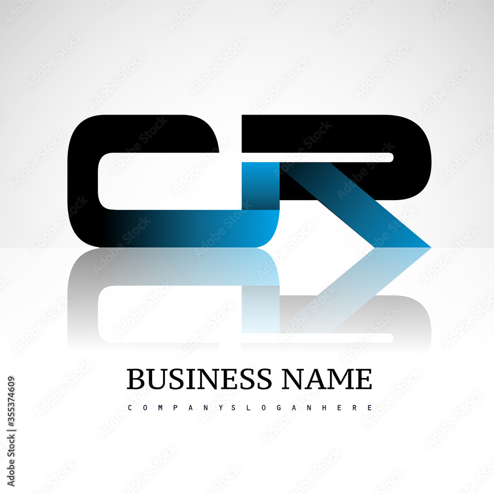 Initial letter CR uppercase modern and simple logo linked blue and ...