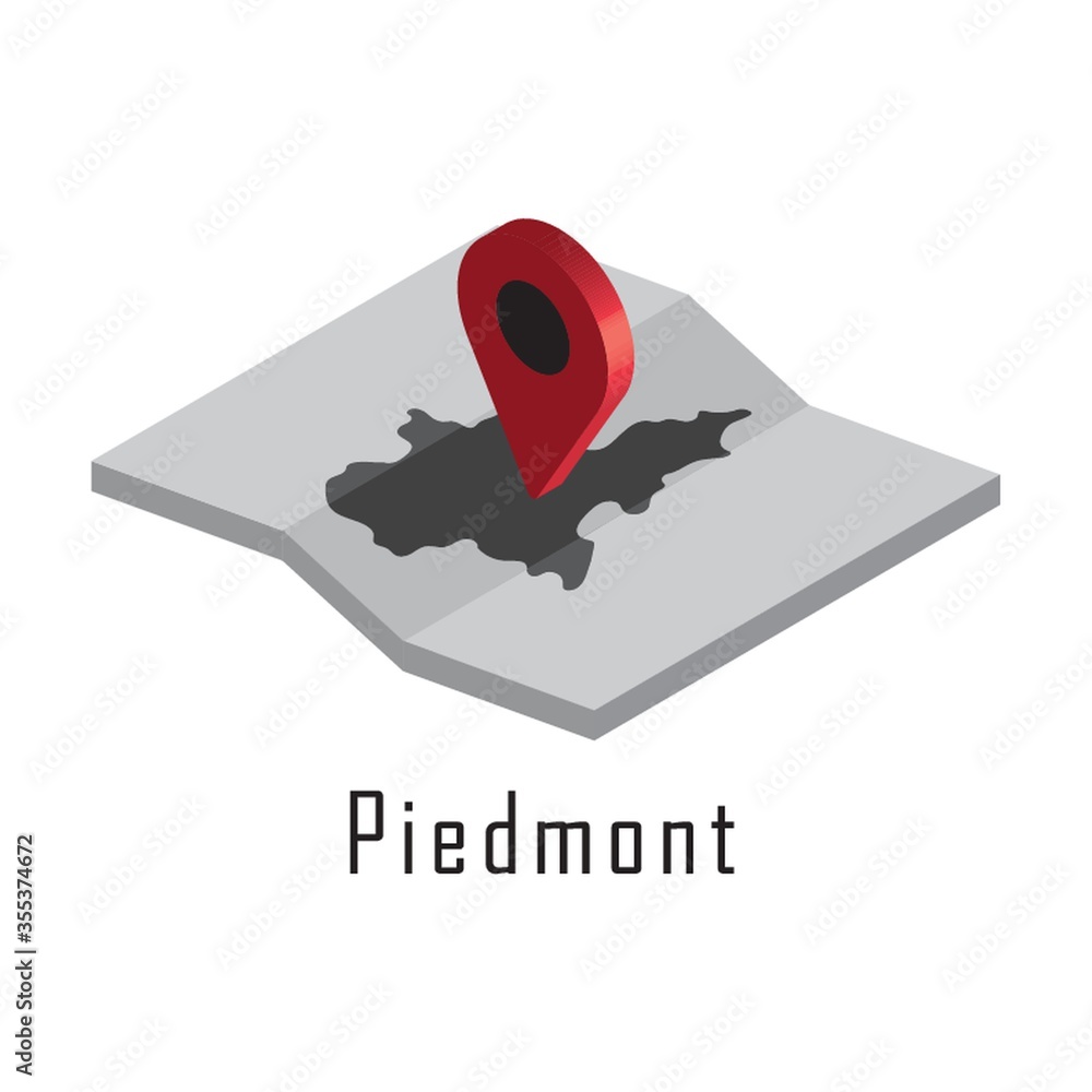 piedmont map with map pointer Stock Vector | Adobe Stock