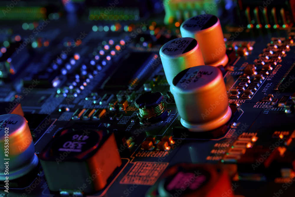 Electronic circuit board part of electronic machine component concept ...