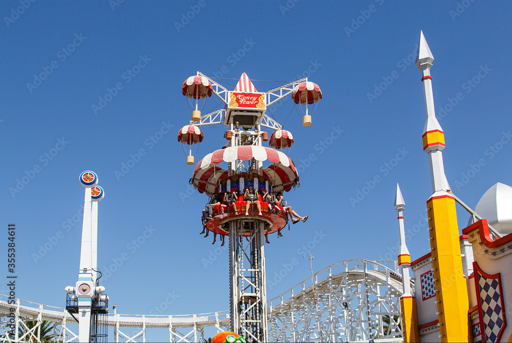 Melbourne, Australia: March 18, 2017: A ride is in full swing at ...