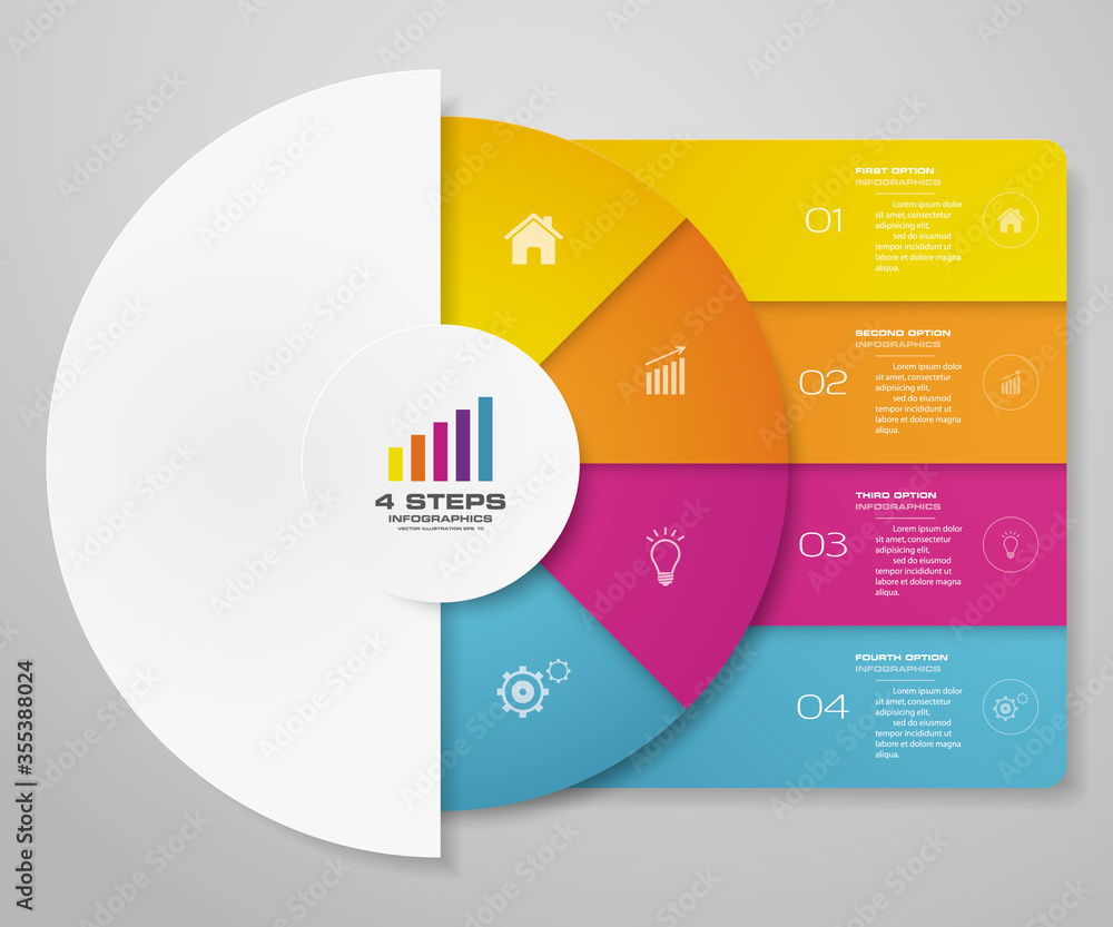 4 steps cycle chart infographics elements for data presentation. EPS 10 ...