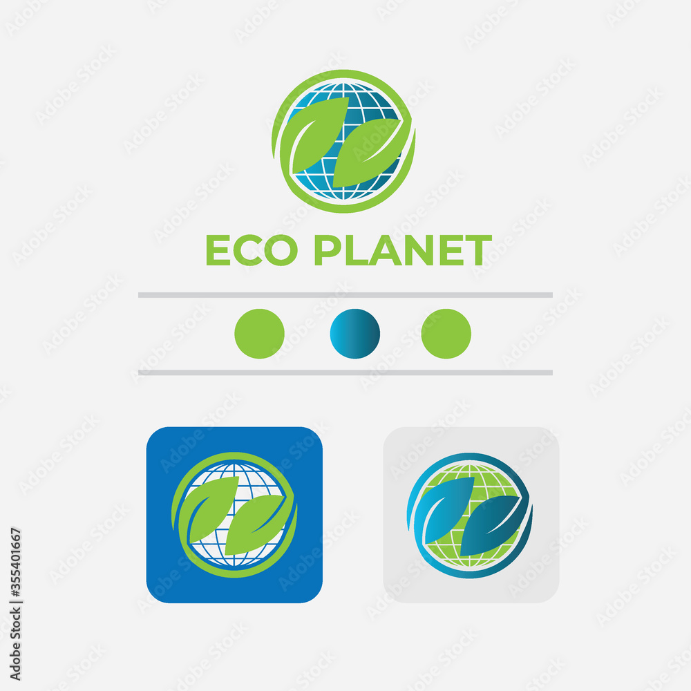 eco planet Logo, environmental protection Sign, Blue and green earth ...