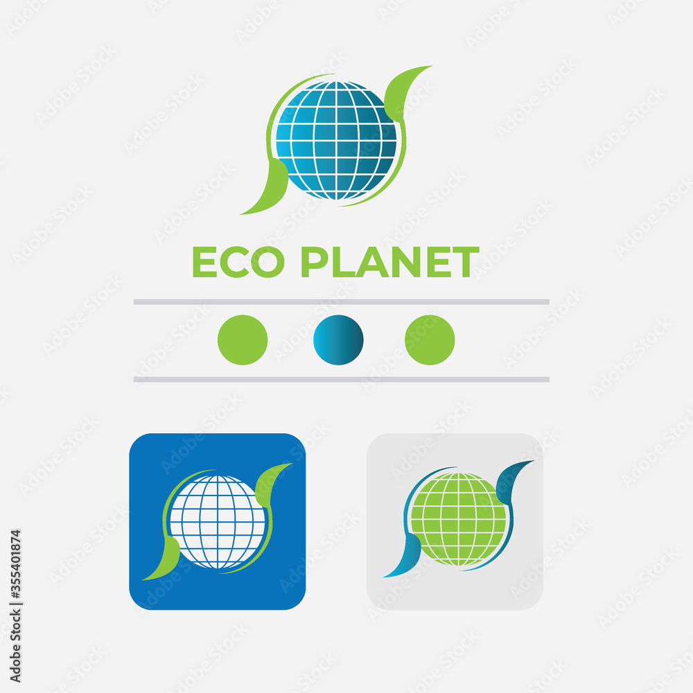 eco planet Logo, environmental protection Sign, Blue and green earth ...